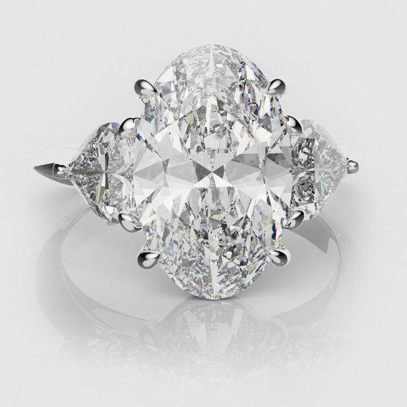 Oval and Heart Diamond Three Stone Engagement Ring - Hyde Park Design
