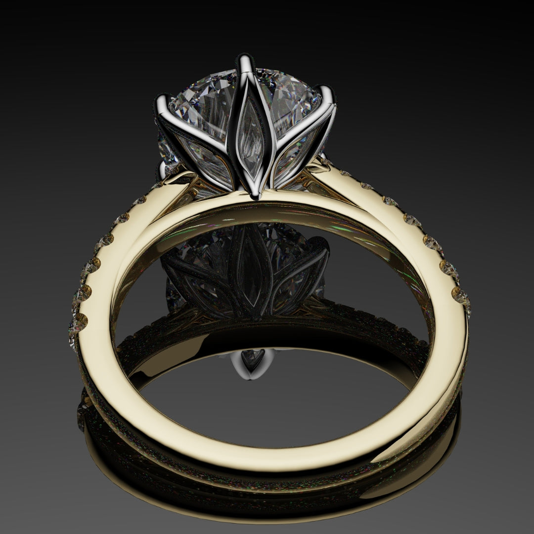 Round Brilliant Cut Tulip Detail Engagement Ring - Hyde Park Design