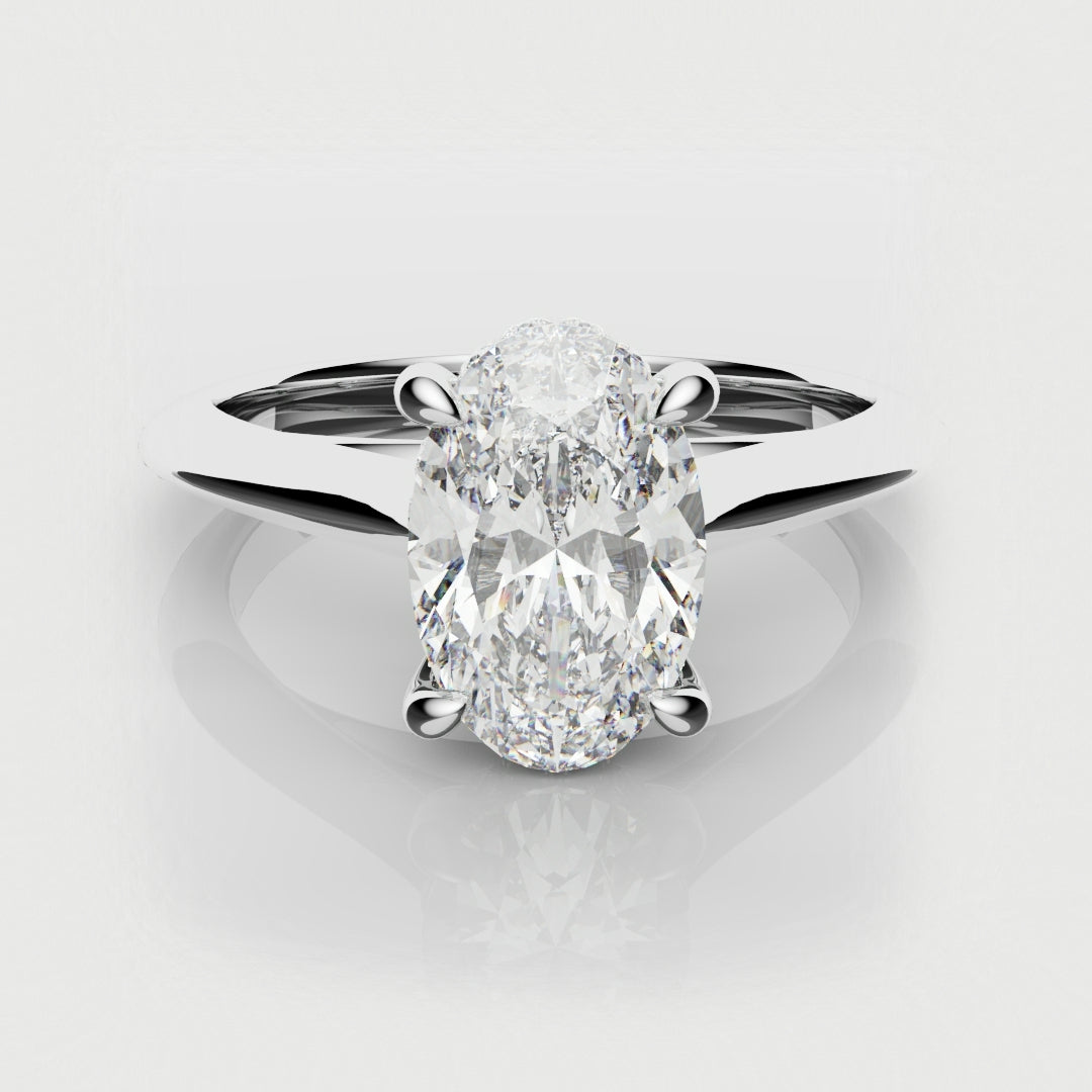 Double Row Pavé Oval Diamond Engagement Ring - Hyde Park Design