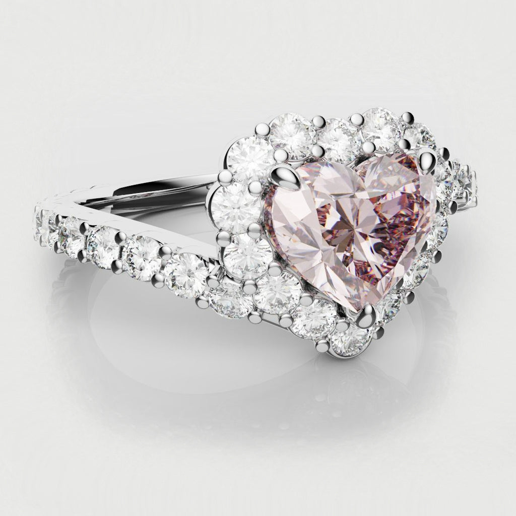 Pink Heart Diamond Halo Engagement Ring - Hyde Park Design