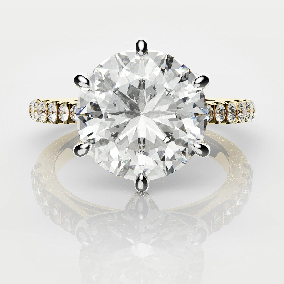 Round Brilliant Cut Tulip Detail Engagement Ring - Hyde Park Design