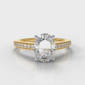 Pavé Oval Diamond Engagement Ring - Yellow Gold