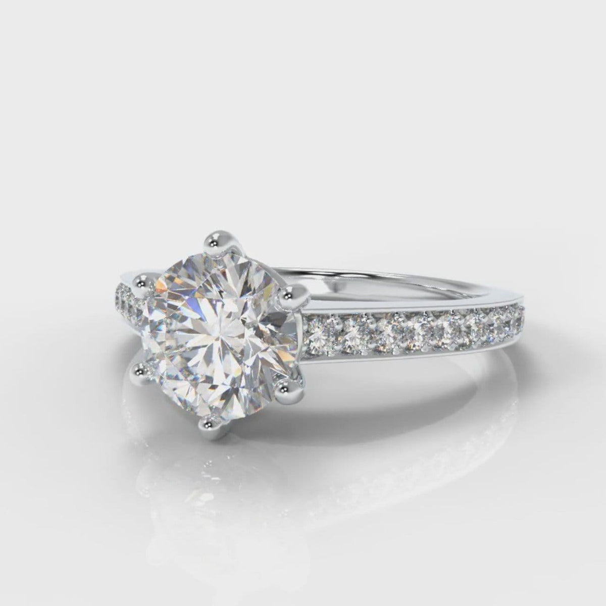 Star Pavé Round Brilliant Diamond Engagement Ring - Hyde Park Design